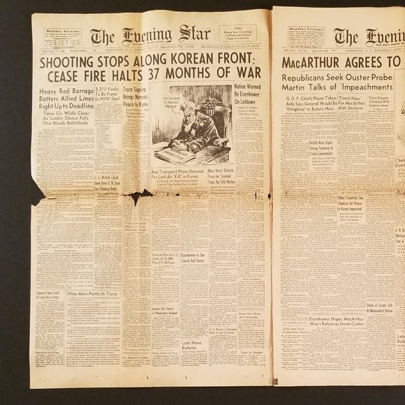 The EVENING STAR Publishing | Wall Decor | Historic Newspaper Kennedy ...